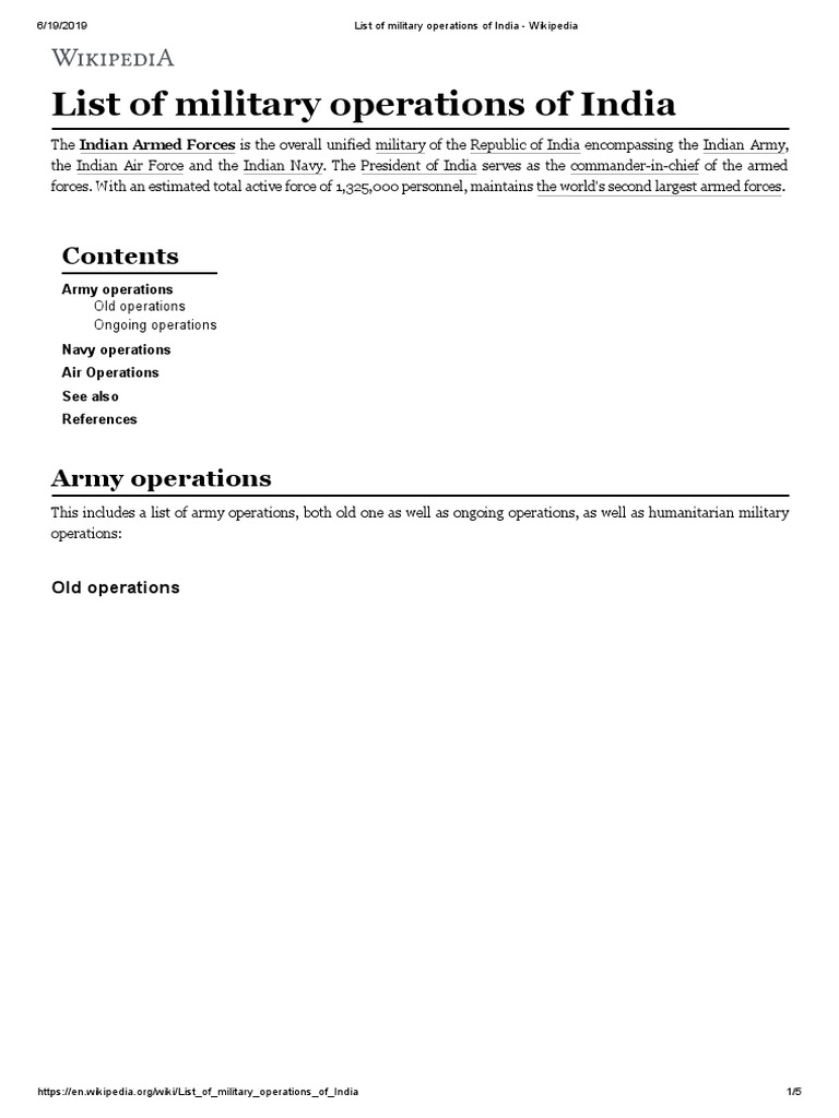Military Operation in India | PDF | Politics Of India | National Security