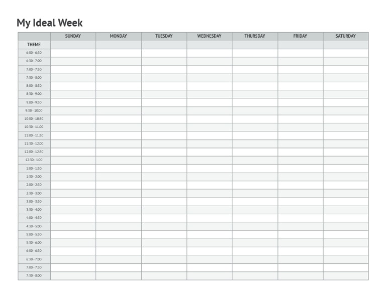 My Ideal Week | PDF | Cooking, Food & Wine