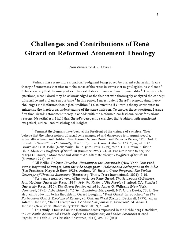 Rene Girard and The Atonement | PDF | Atonement In Christianity | René ...