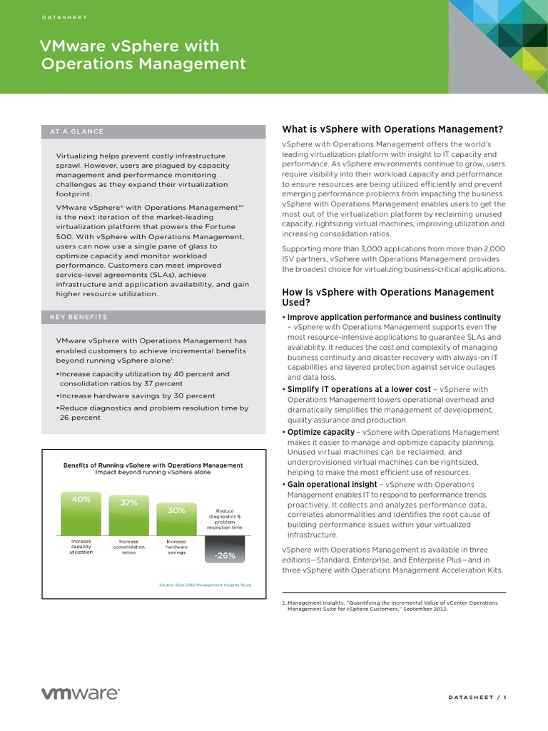 VMware VSphere With Operations Management-Datasheet | PDF | V Mware ...