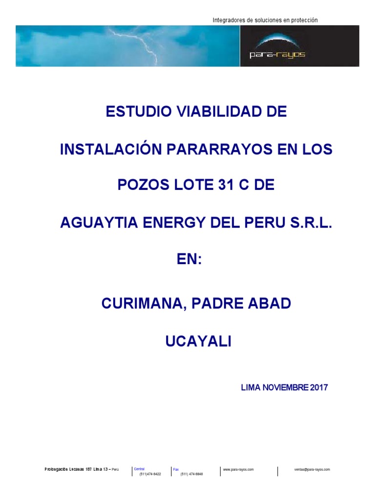Anexo 02 - Viabilidad de Instalación de Pararrayos | PDF | Transformador | Relámpago