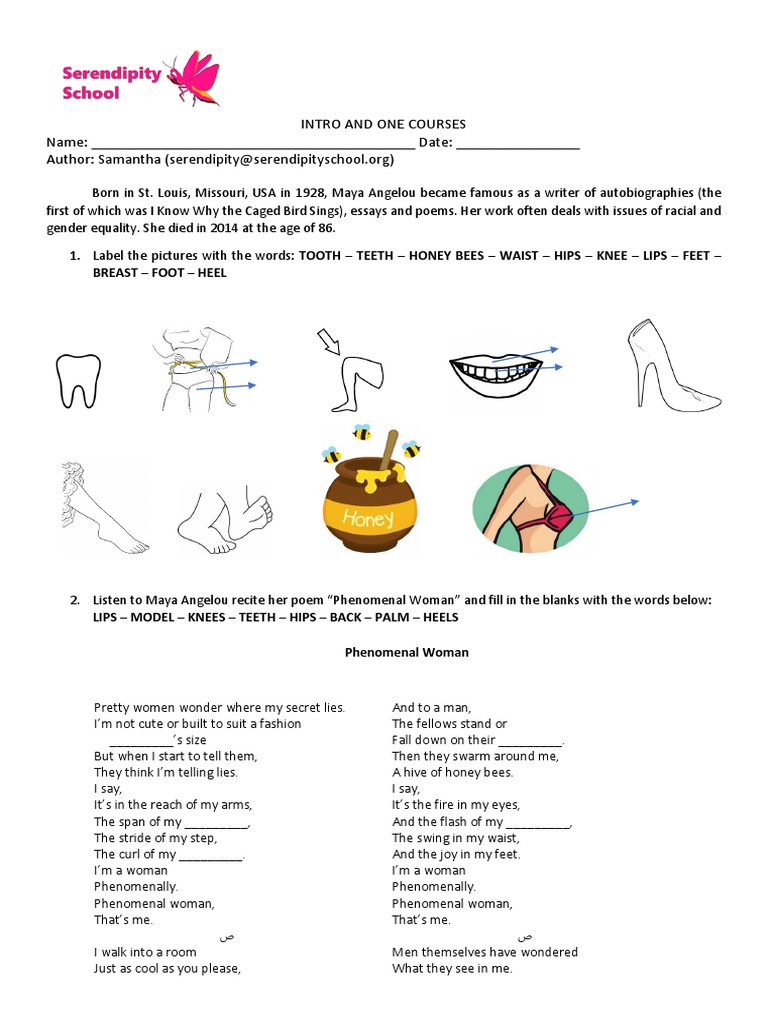 Maya Angelou's "Phenomenal Woman" Worksheet | PDF | Maya Angelou