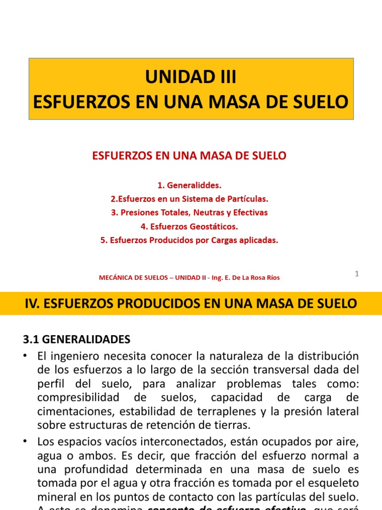 Unidad III Esfuerzos en Una Masa de Suelo-1 | PDF | Mecánica de suelos | Suelo