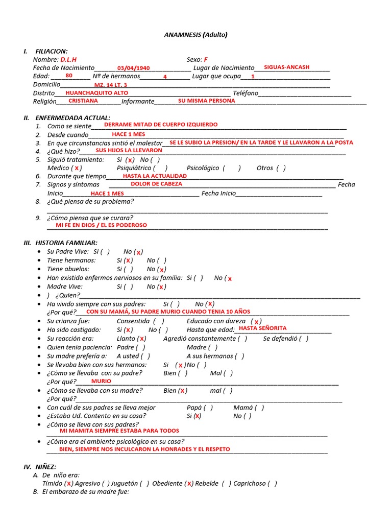 Anamnesis para Adultos | PDF | Especialidades Medicas | Medicina