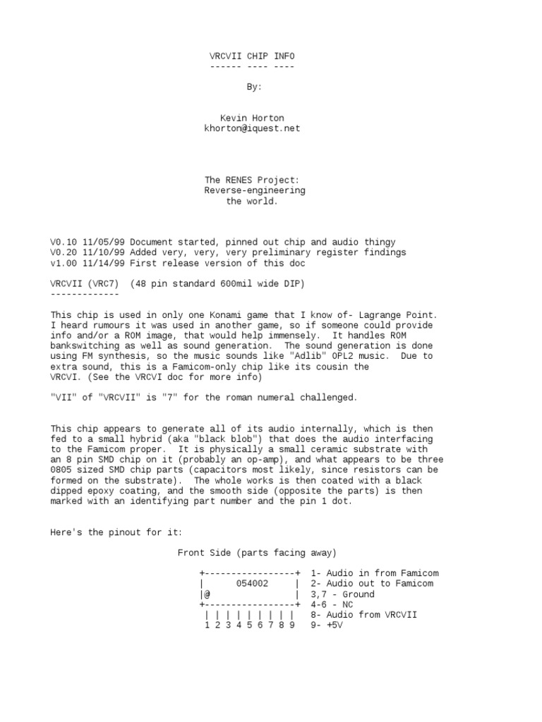 VRC7 Chip Overview and Sound Registers | PDF | Computer Engineering ...
