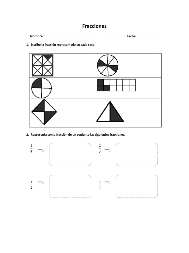 Guía de Fracciones para Cuarto Básico | PDF | Métodos y materiales de ...