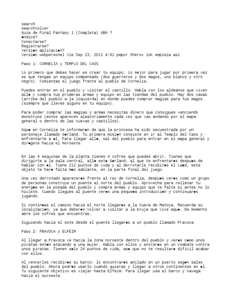 Guía Completa de Final Fantasy 1 | PDF | Ocio | Deportes