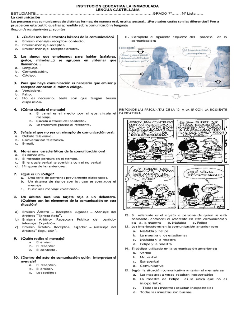 Examen Comunicacion Pdf Comunicación Lingüística