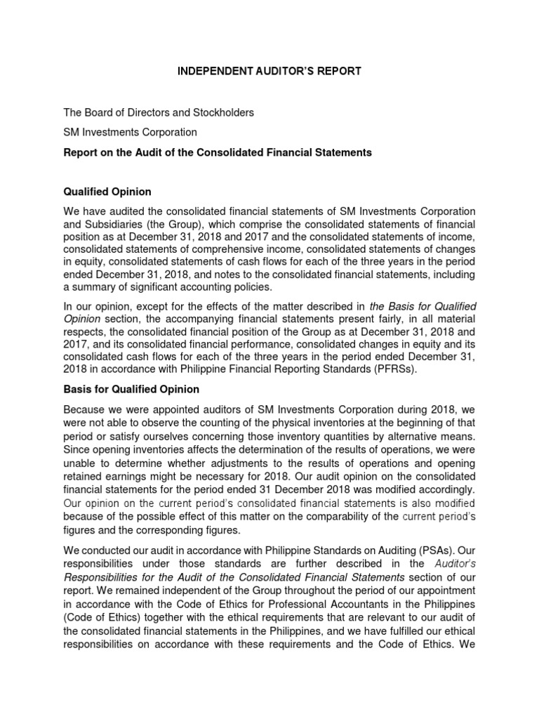 Independent Auditor'S Report | PDF | Going Concern | Audit