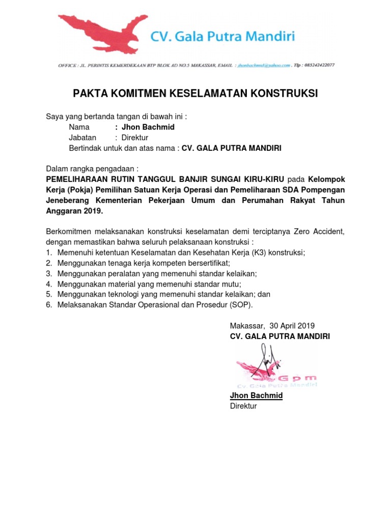 Pakta Komitmen Keselamatan Konstruksi | PDF