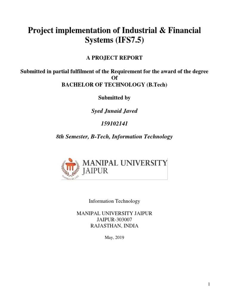 Project Implementation of Industrial & Financial Systems (IFS7.5) | PDF ...