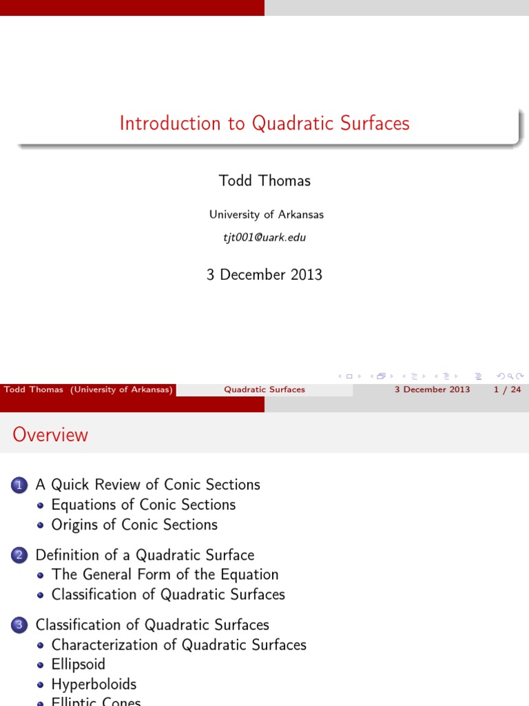 Understanding Quadratic Surfaces | PDF | Ellipse | Space