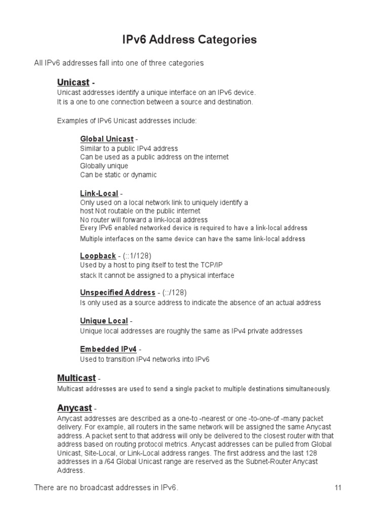 Understanding IPv6 Address Categories and Global Unicast Address ...