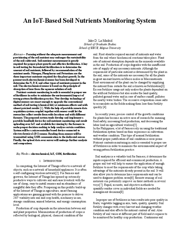 Soil Nutrient Monitoring System | PDF | Fertilizer | Soil