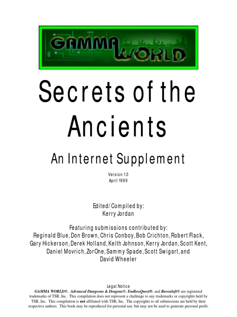 Gamma World Secrets of The Ancients PDF | PDF | Mutation | Senses