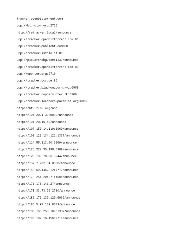 Torrent Trackers List | PDF | Data Transmission | Information ...