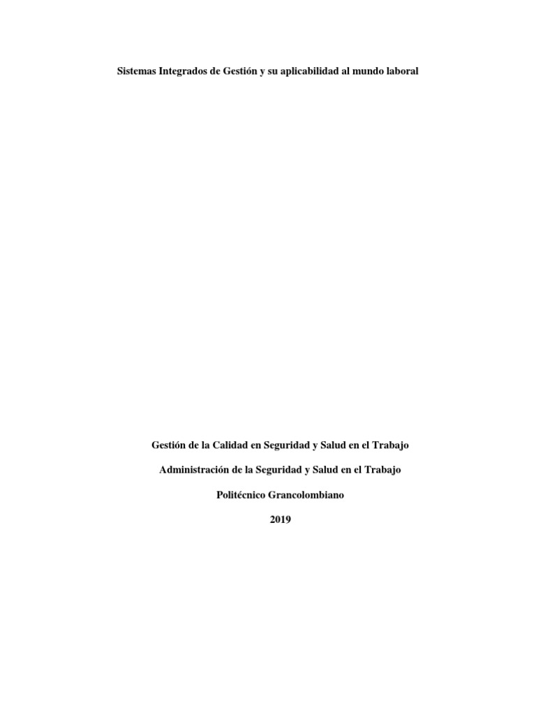 Sistemas Integrados de Gestión y Su Aplicabilidad Al Mundo Laboral ...