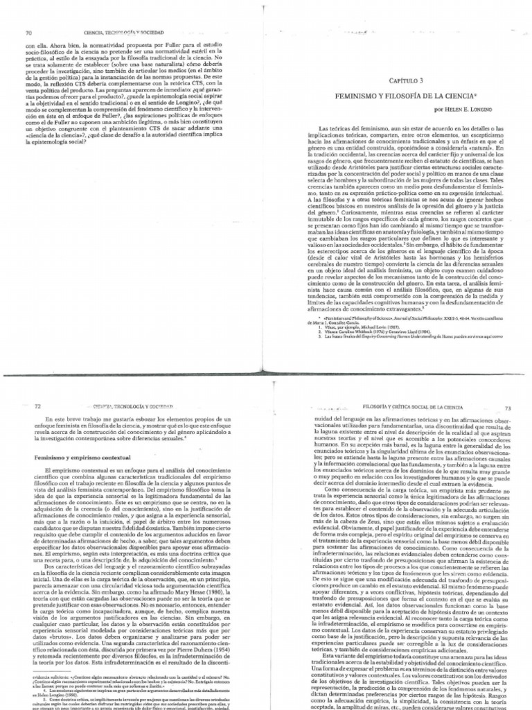 Helen Longino | PDF | Teoría | Empirismo