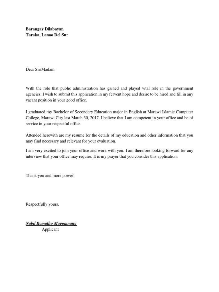 Application Letter Sample | PDF | Career & Growth | Business