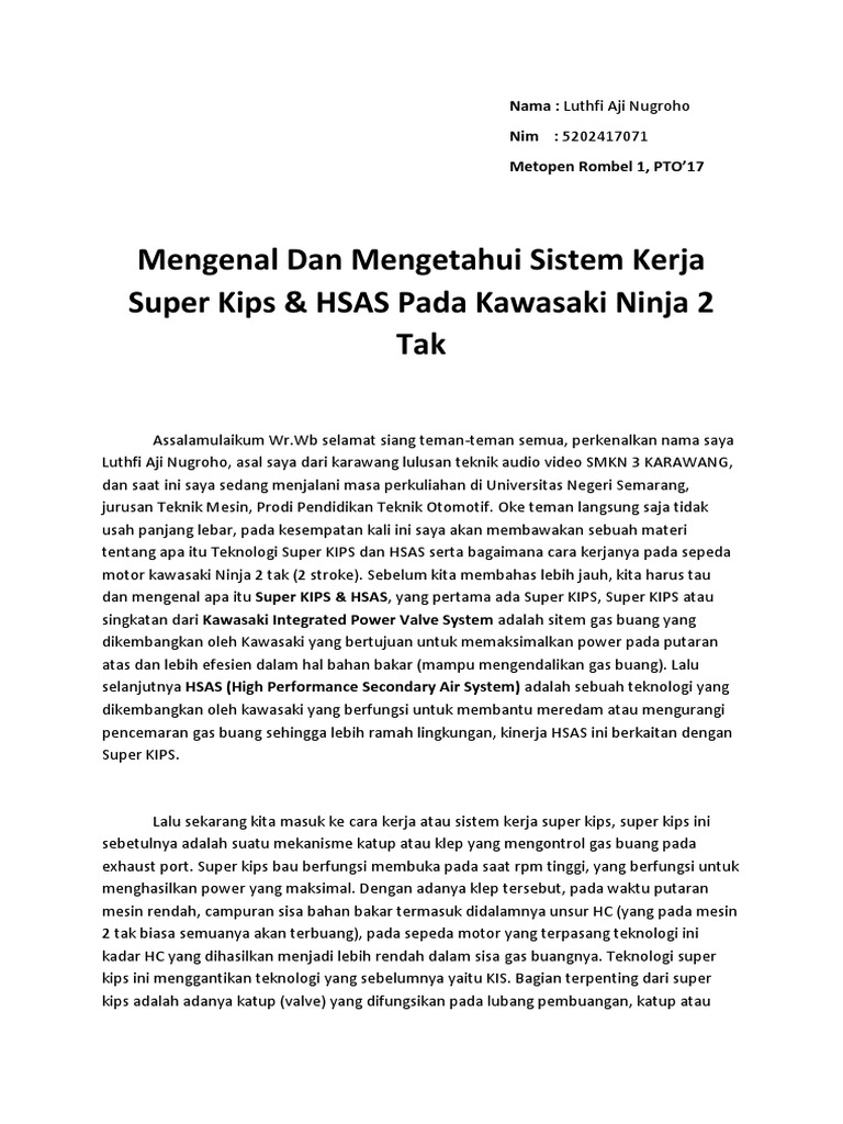 Sistem Kerja Super Kips Dan HSAS | PDF