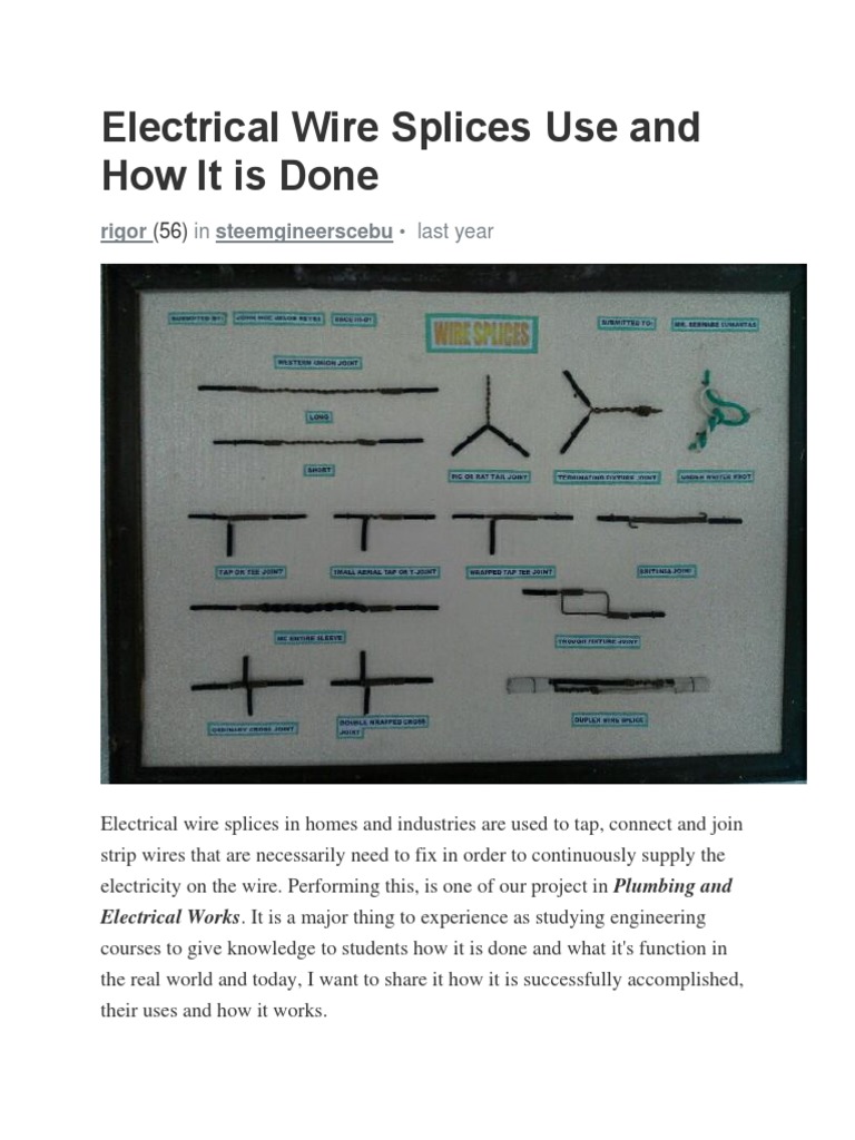 Electrical Wire Splices Use and How It Is Done | PDF | Wire ...
