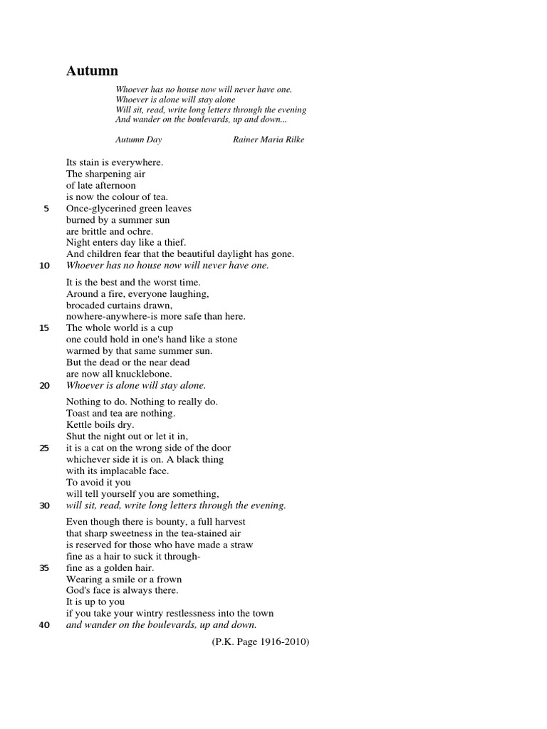 Poems For Discussion Week 12 | PDF | Nature