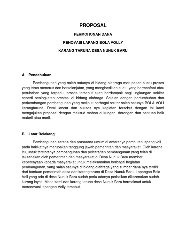 Proposal Renovasi Lapangan Voli Desa | PDF