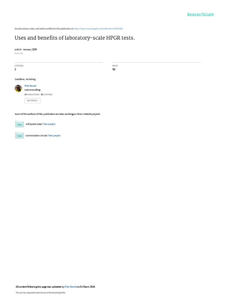Uses and Benefits of Laboratory HPGR Tests | PDF | Mill (Grinding) | Nature