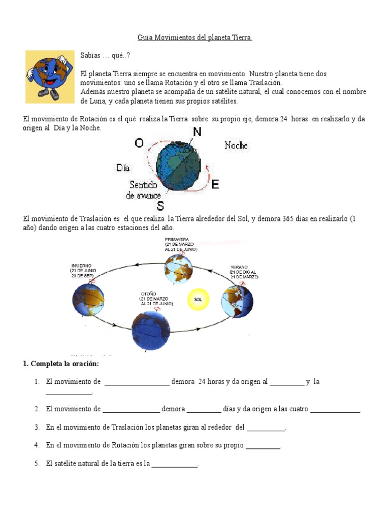 Guia Movimientos Del Planeta Tierra 3 | PDF | Tierra | Rotación