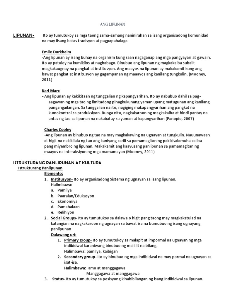 Lesson1-Ang Lipunan | PDF