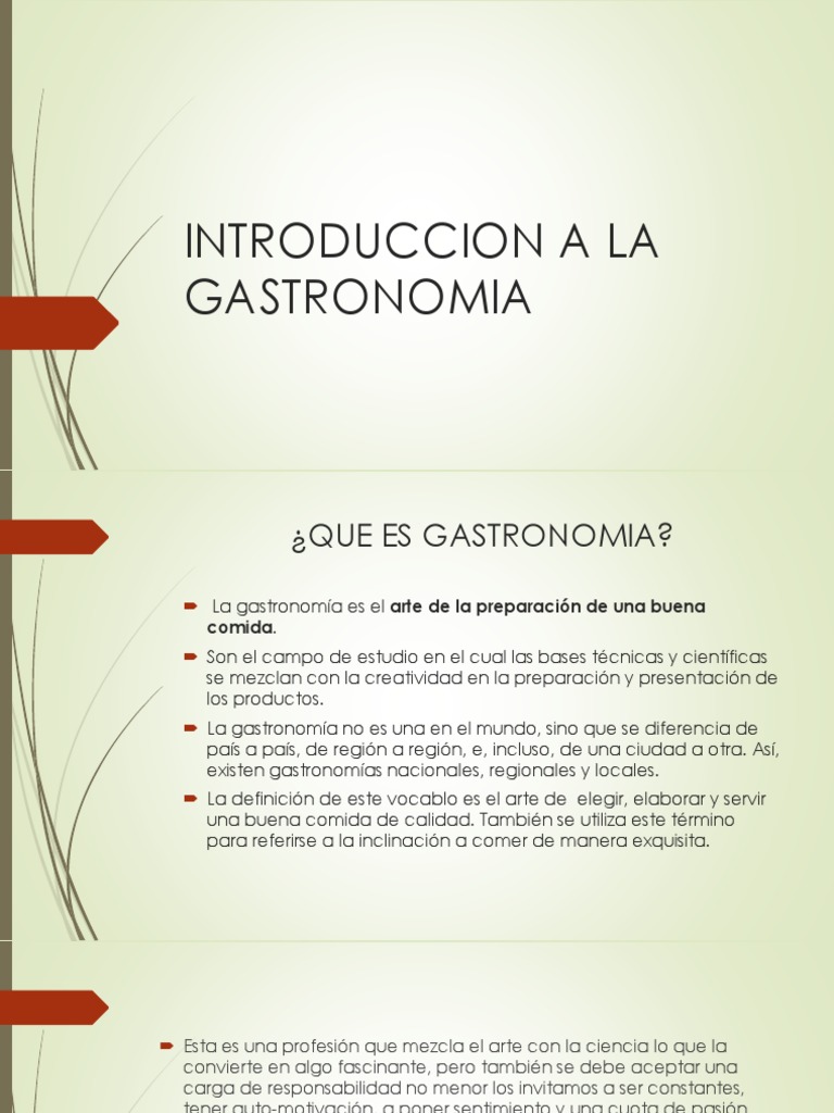 Introduccion A La Gastronomia | PDF | Guarnición (comida) | Artes ...