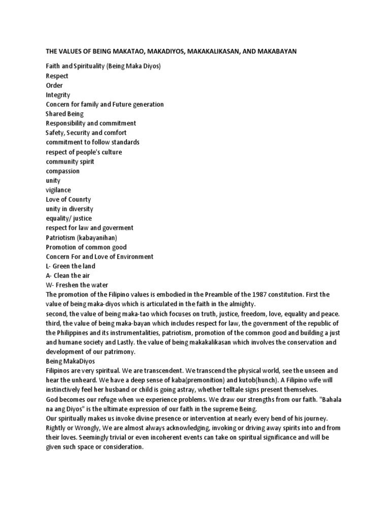 The Values of Being Makatao | PDF | Wellness