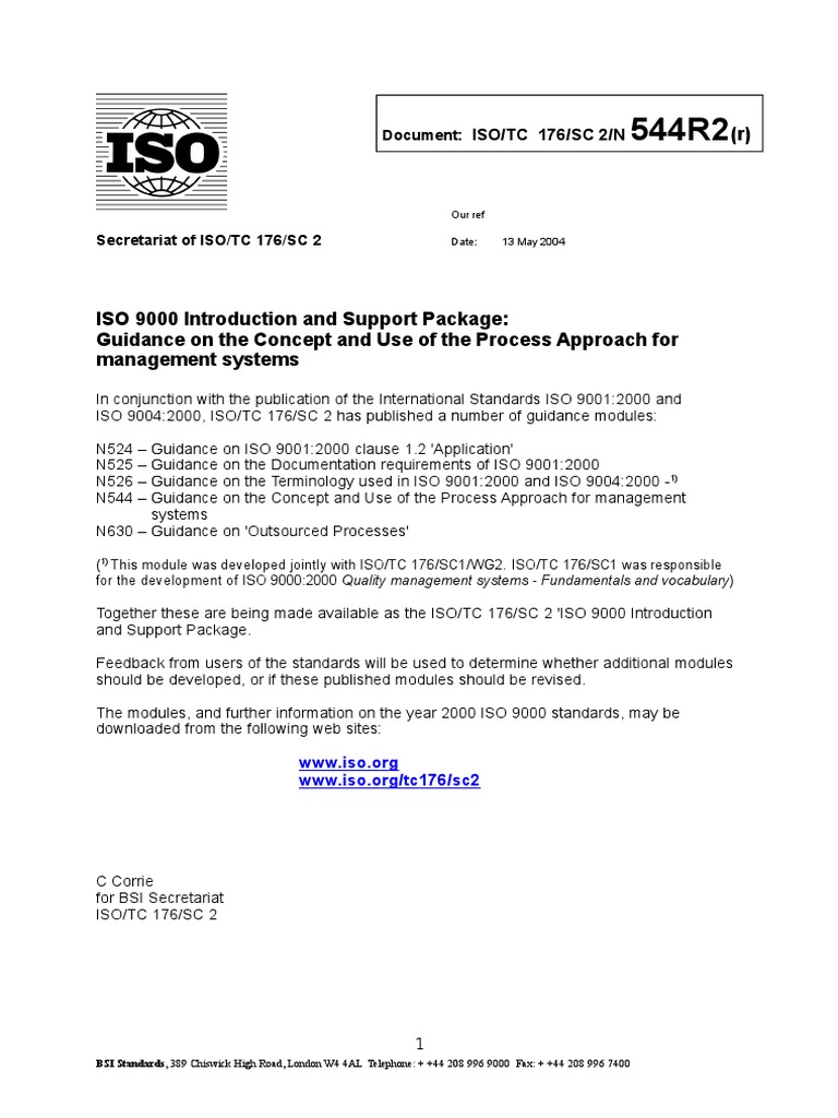ISO TC 176 - N544 Guidance On Process Approach | PDF | Iso 9000 | Risk ...