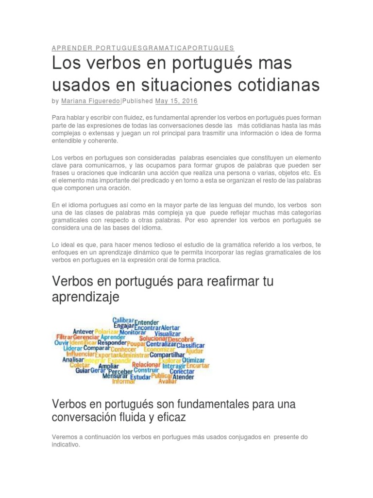 Aprender Portugues Gramatica Portugues | PDF | Lengua portuguesa | Verbo