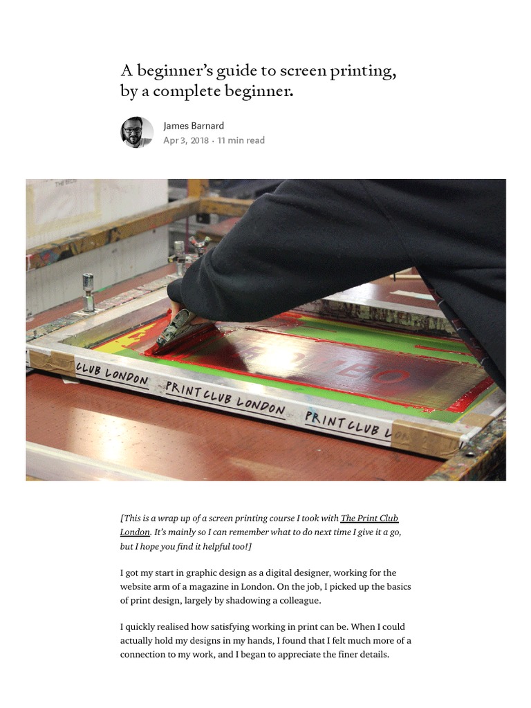 A Beginner's Guide To Screen Printing, by A Complete Beginner | PDF ...