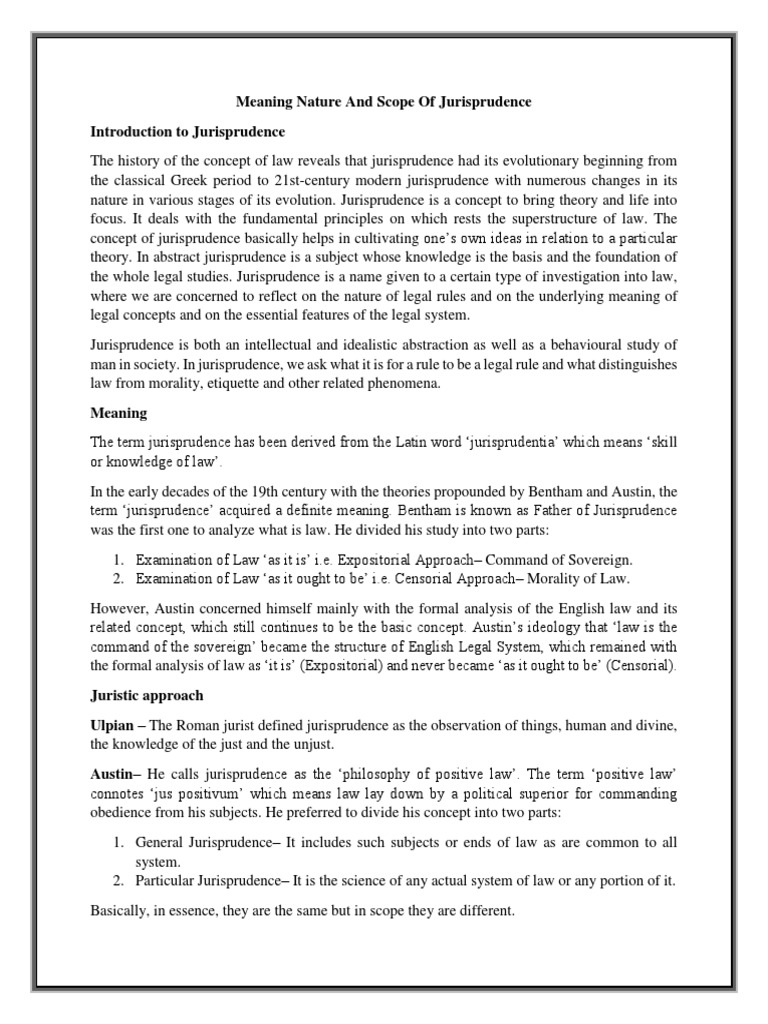 Jurisprudence Notes | PDF | Jurisprudence | Precedent