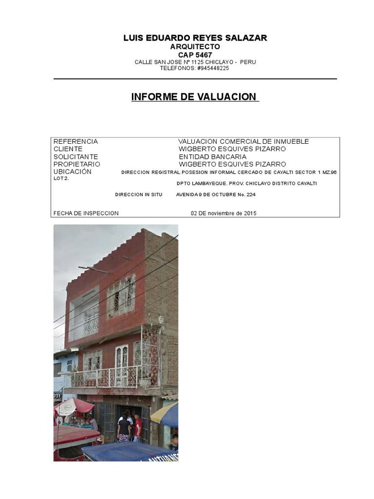 Modelo de Peritaje | PDF | Materiales de construcción | Ingeniería de Edificación