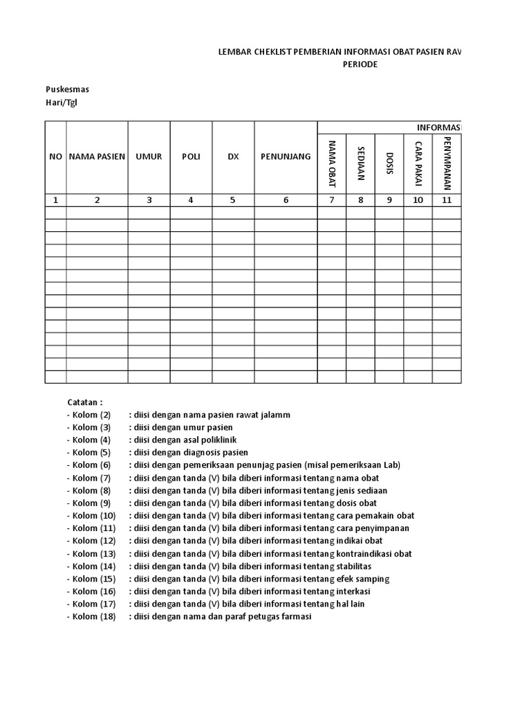 Lembar Checklist PIO | PDF