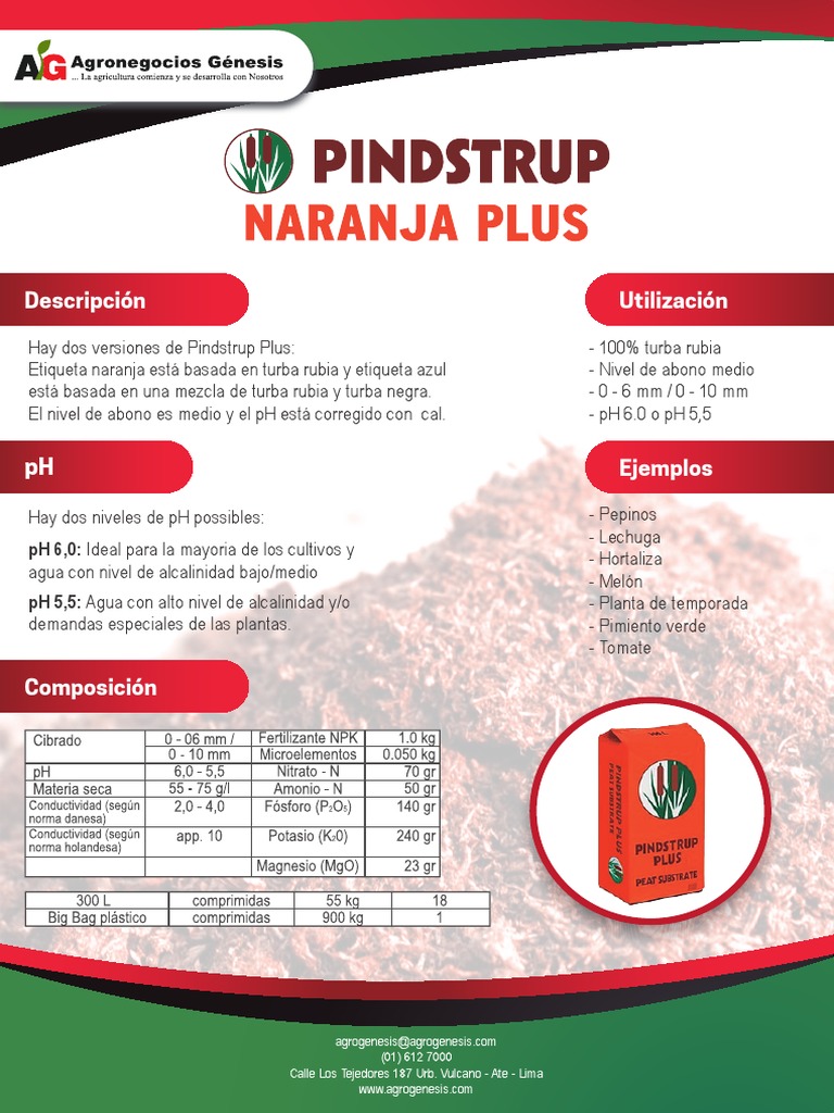 Pindstrup Plus: Usos y Composición | PDF