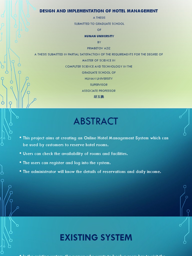 Design and Implementation of Hotel Management System | Download Free ...