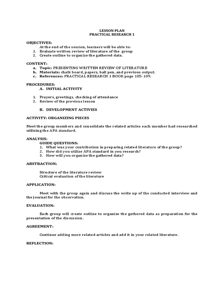 Lesson Plan Practical Research 1 | PDF