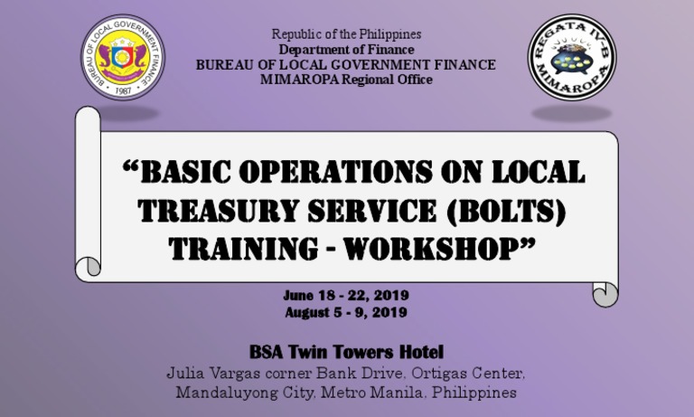 BOLTS Training Workshop in Mandaluyong | PDF | Finance (General ...