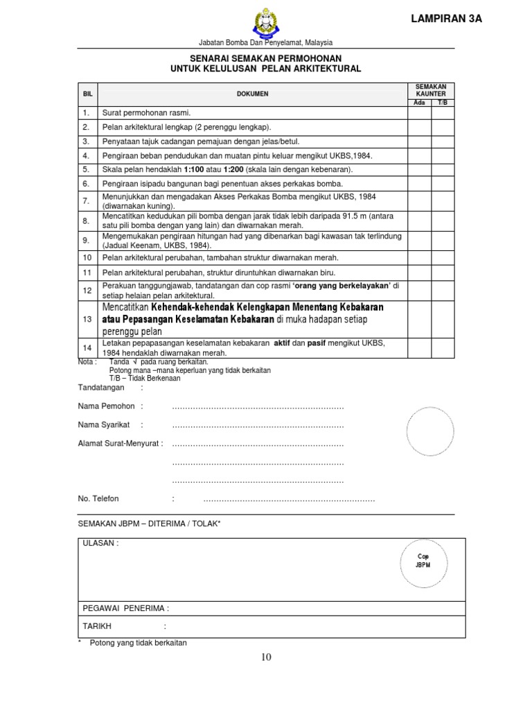 PKM Borang BOMBA Checklist | PDF