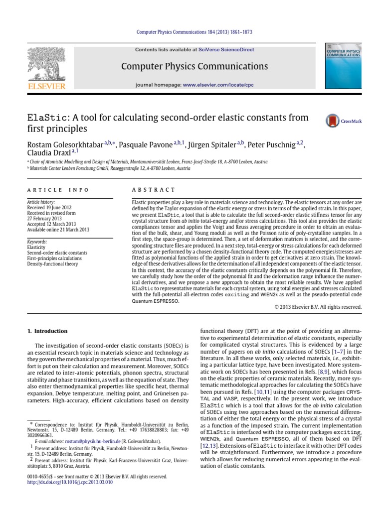 Constantes Elasticas en Wien2k, Por Ney | PDF | Elasticity (Physics ...