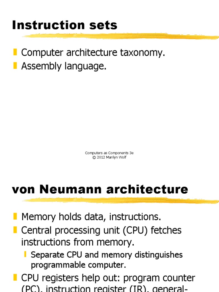 Instruction Sets: Computer Architecture Taxonomy. Assembly Language | PDF | Central Processing ...
