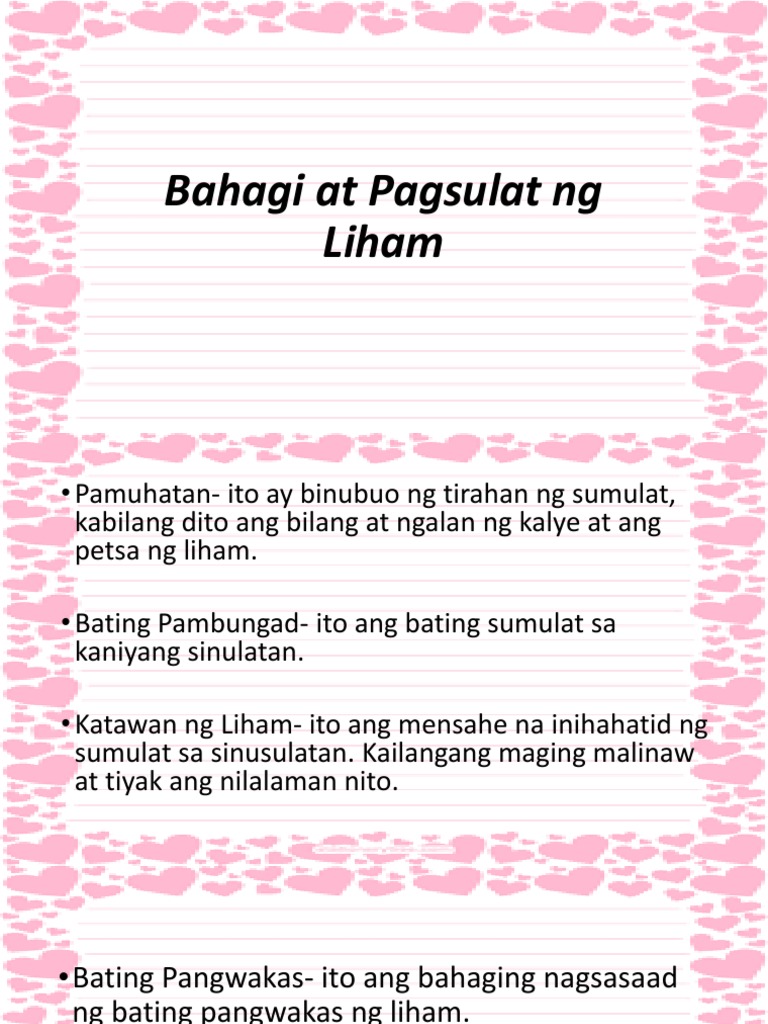 Bahagi at Pagsulat NG Liham | PDF