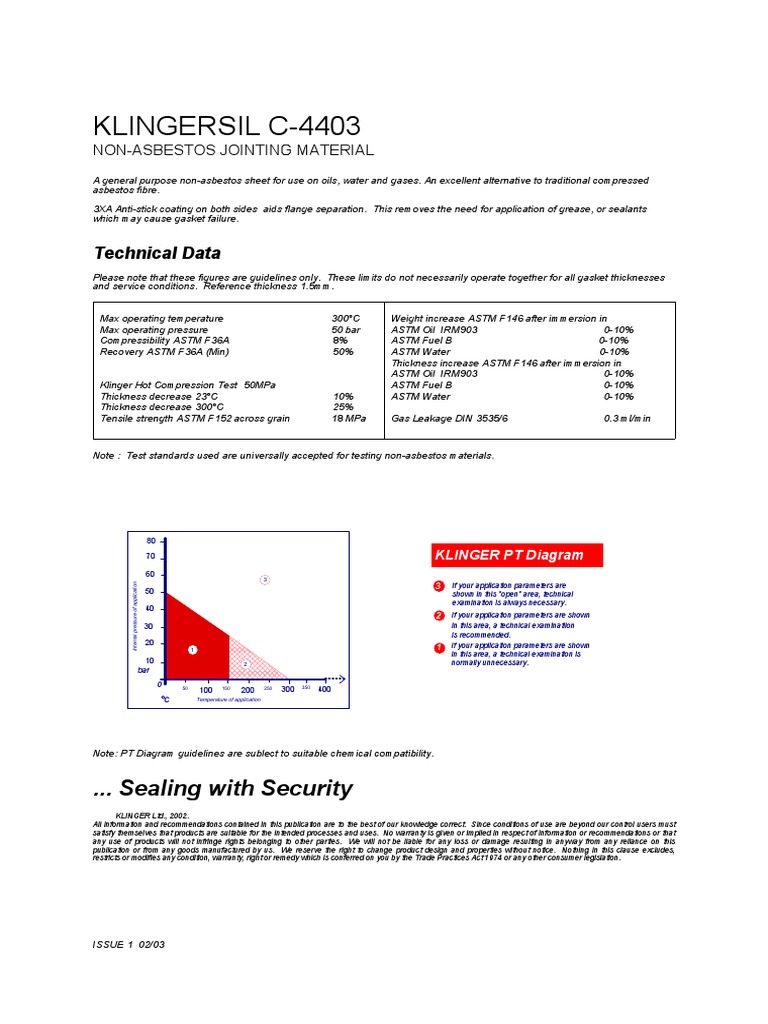 Klingersil C-4403: ... Sealing With Security | PDF | Applied And ...