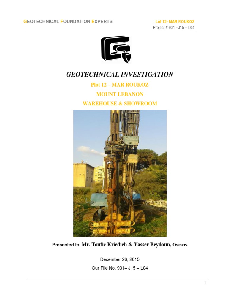 Soil Report | PDF | Geotechnical Engineering | Deep Foundation