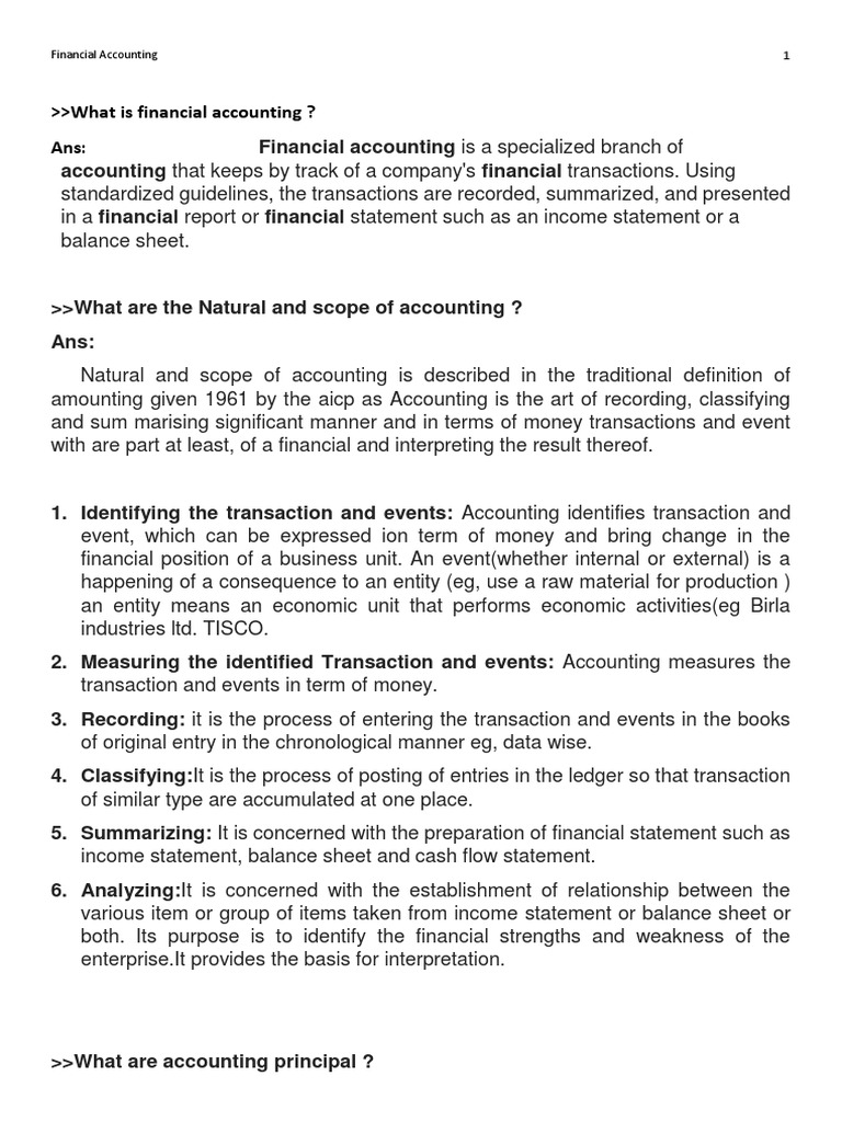 Understanding Financial Accounting Basics | PDF | Debits And Credits ...