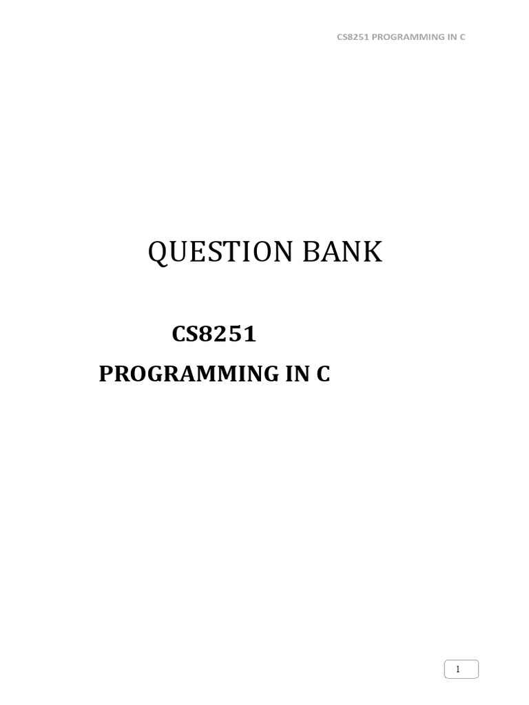 Pc Qbank Pdf C Programming Language Pointer Computer Programming